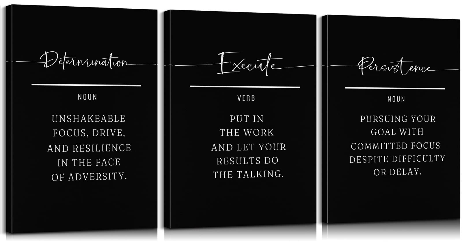 Amazon.com: 3 Pieces Determination Inspirational Canvas Wall Art ...