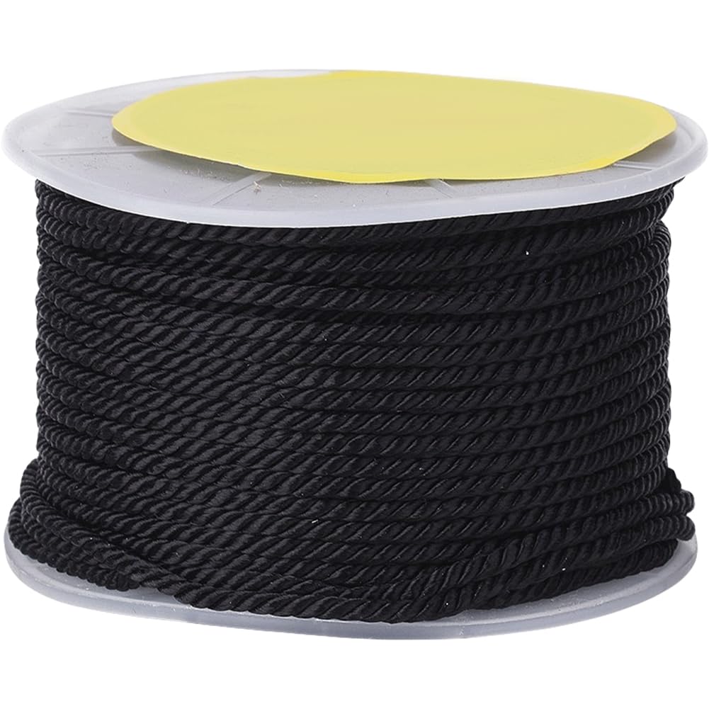 Amazon.com: CABODYALS 27 Yards 3MM Twisted Silk Rope Cord Soft Black ...