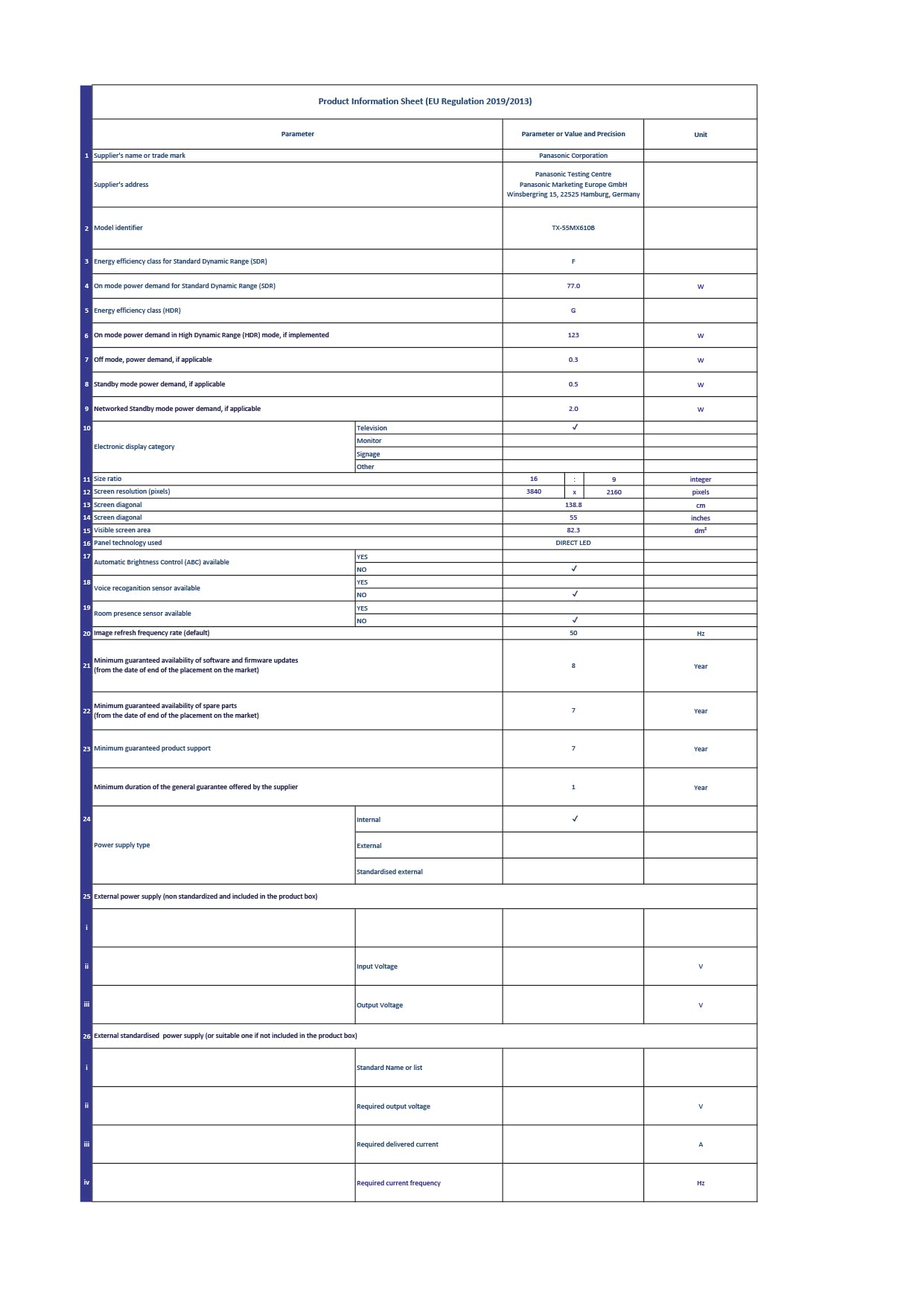 Panasonic TX-55MX610B, 55 Inch 4K Ultra HD LED Smart 2023 TV, High ...