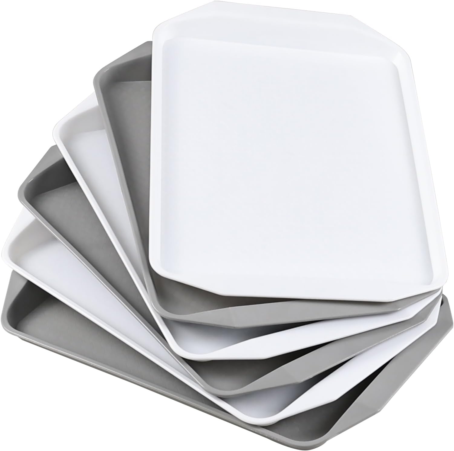 Qshape Plastic Large Food Serving Tray, Plastic Cafeteria Trays, 6-Pack ...