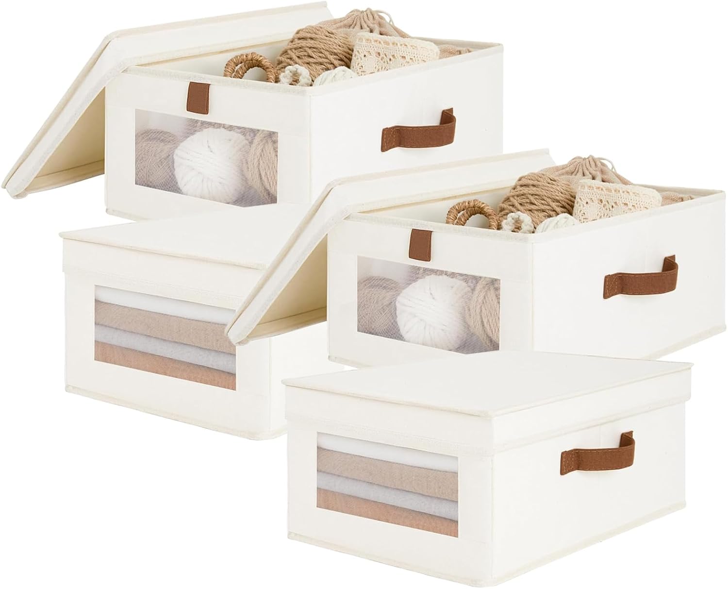 LoforHoney Home Contenedores de almacenamiento de tela con tapas ...