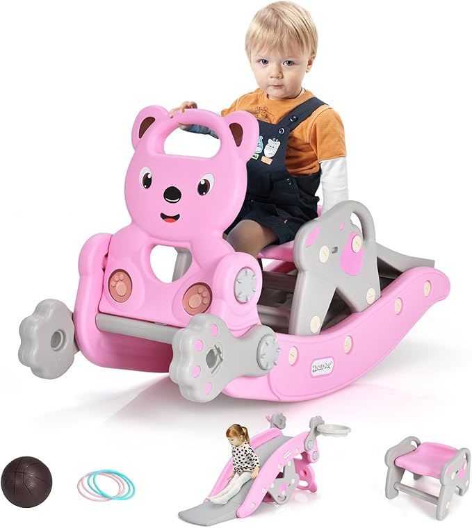 Amazon.com: GLACER 5 in 1 Toddler Slide Rocking Toy, Rocking Horse ...