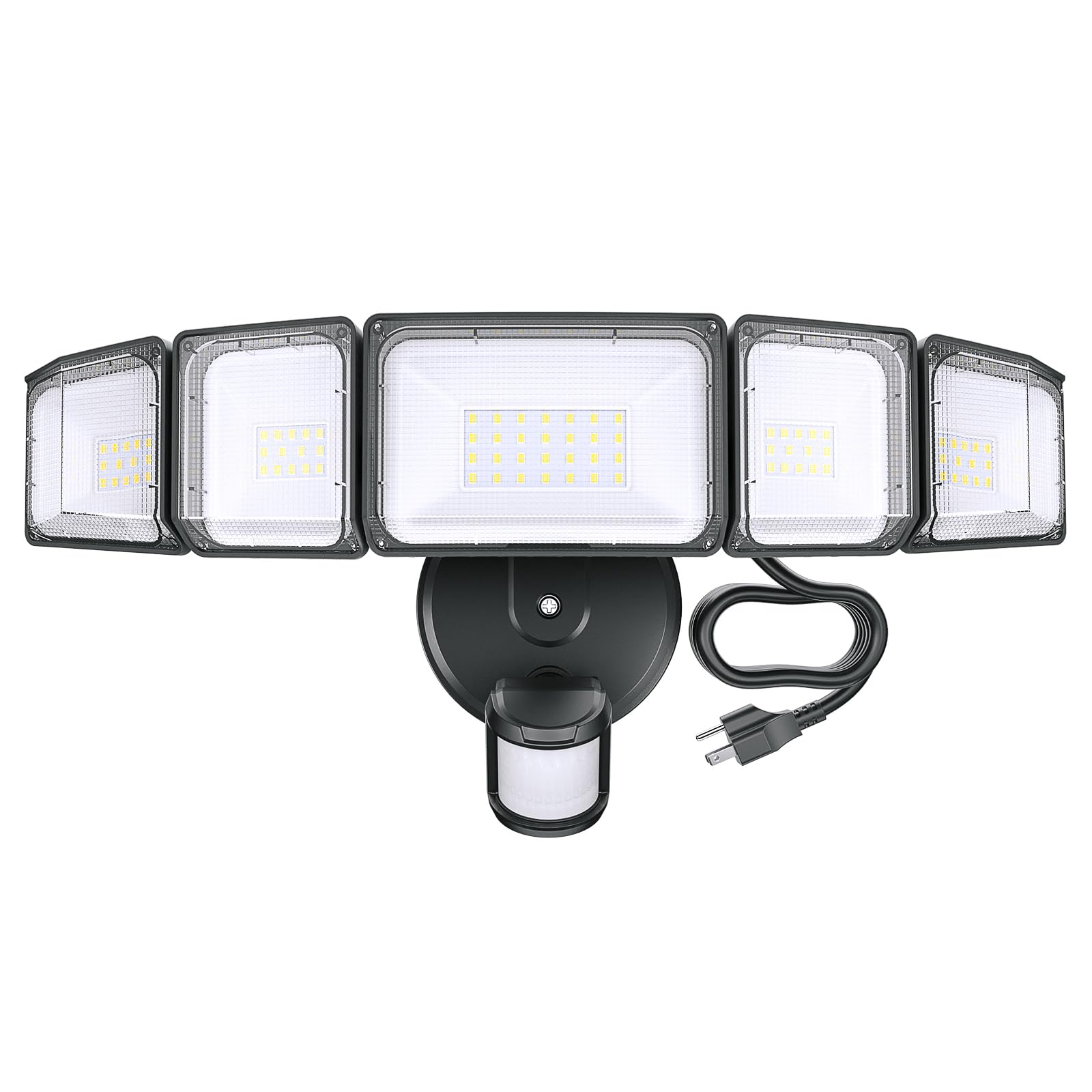 lamvip 5 Heads 75W Motion Sensor Outdoor Lights Plug in, 7500LM LED ...