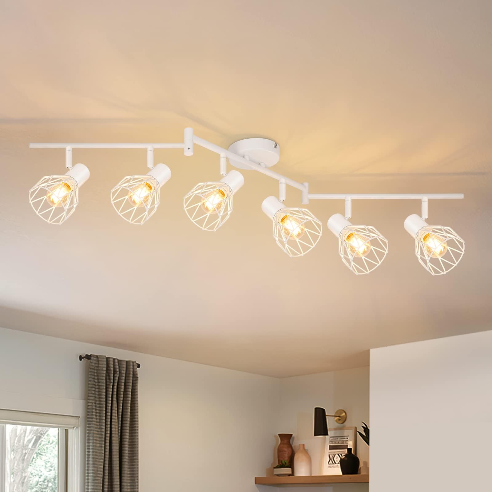 Kimjo Plafonnier LED 6 Spots Orientables - Spot de Plafond Blanc ...