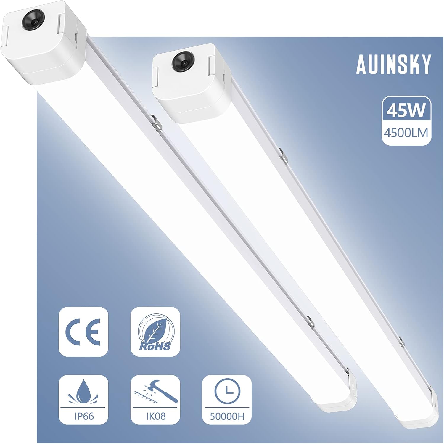 Tube Néon LED, 18W(72cm) 36W(128cm) 45W(156cm) Plafonnier LED 4000K ...