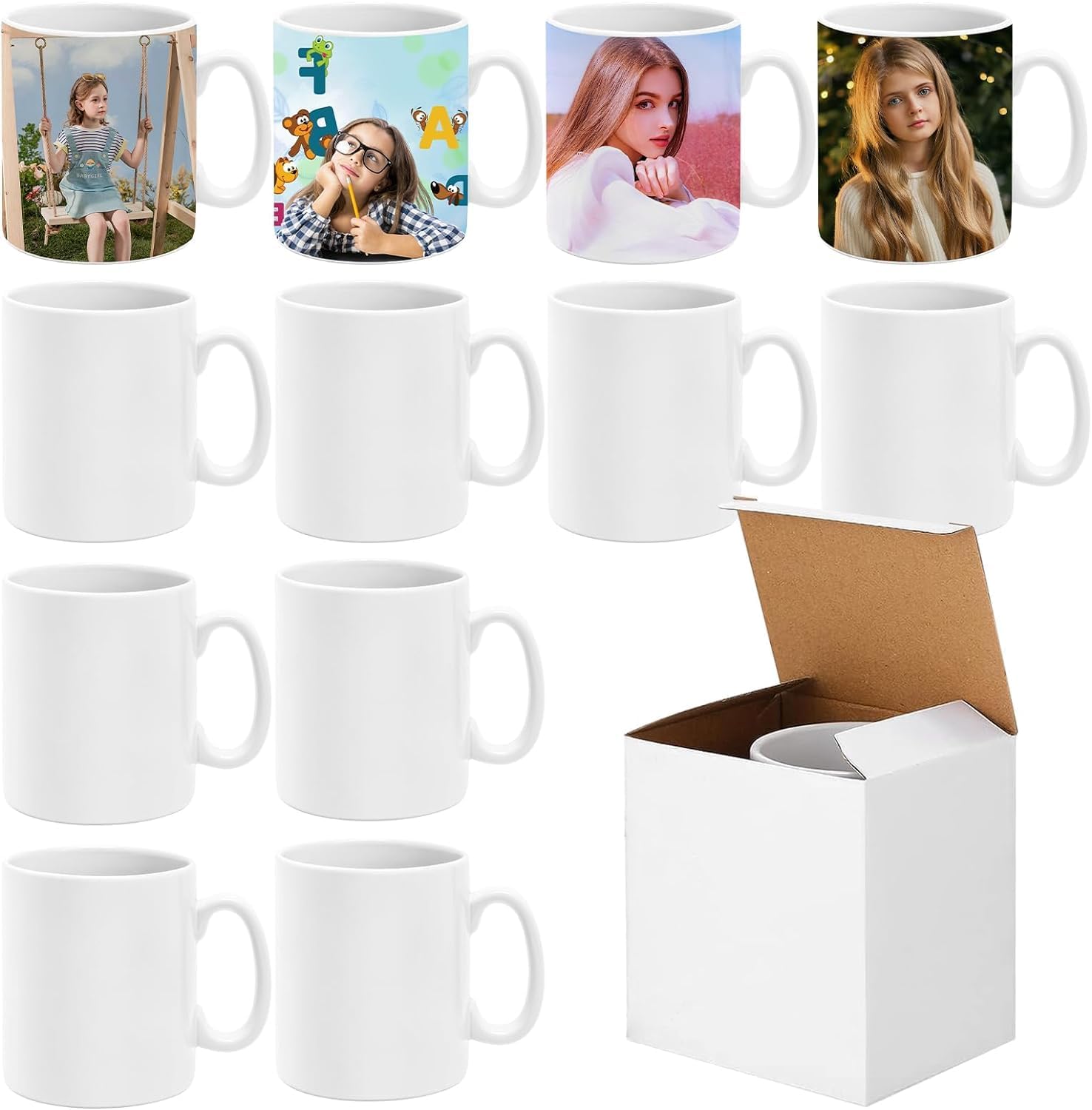 Sublimation Mugs 11 oz Set of 12 Bulk White Ceramic Coffee Mug Tazas ...