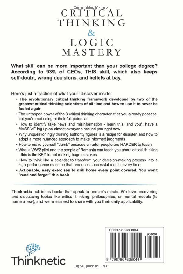 Snapklik.com : Critical Thinking & Logic Mastery - 3 Books In 1: How To ...