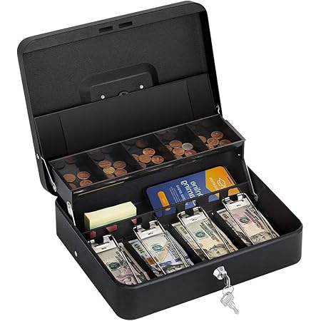 HMF 10015-05 Cash Box with Euro Coin Tray 30 x 24 x 9 cm, Blue: Amazon ...