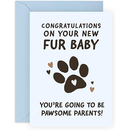 Central 23 New Fur Baby Card - Congrats on Your New Dog Card - 'Pawsome ...