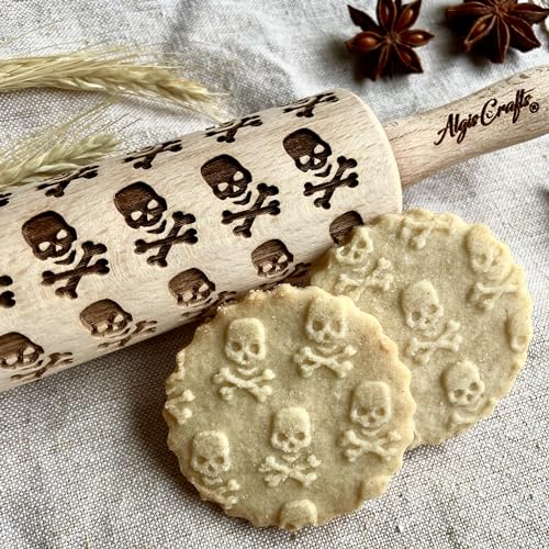 KID Embossing Rolling Pin SKULLS and CROSSBONES. Laser engraved dough ...