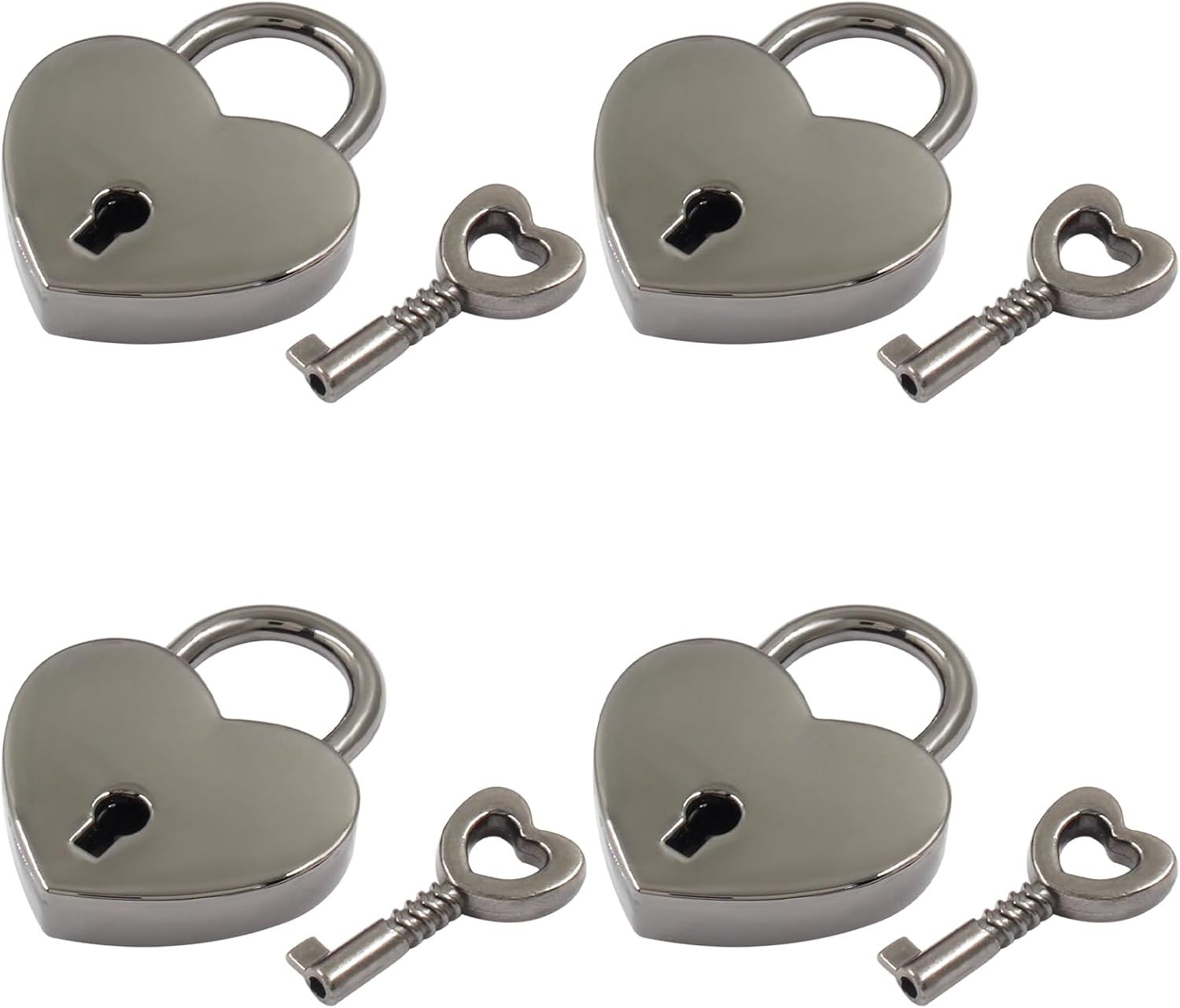 Murtenze 4 PCS Mini Black Heart Shaped Love Lock - Small Cute Padlocks ...