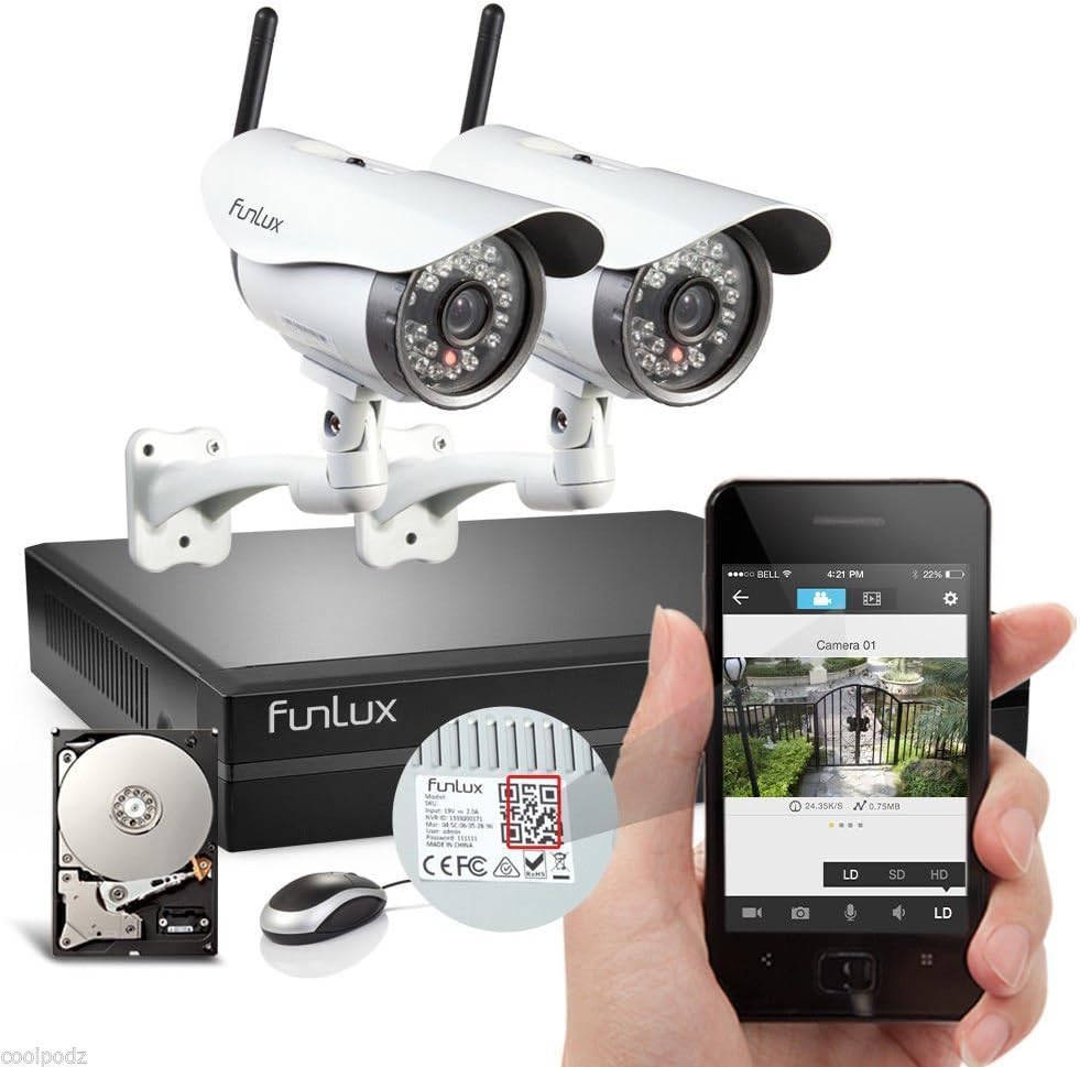 Amazon.com : Funlux 1 Megapixel 720P HD 4CH NVR 2 Wireless Outdoor IP ...