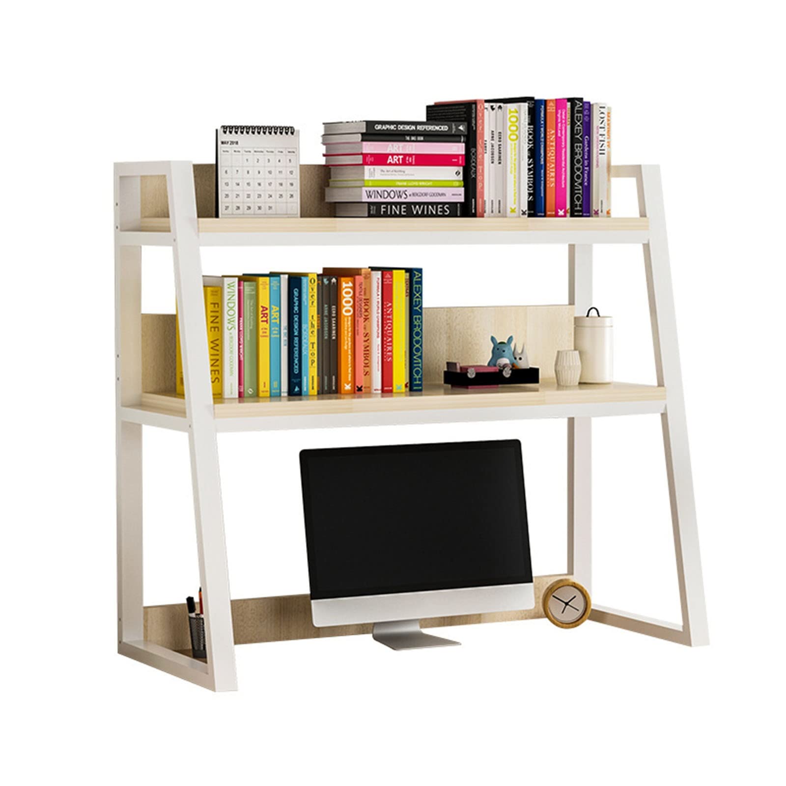 Book Shelves Boltol 2-Tier Desktop Shelf,White 115C, Desk Bookcase With ...