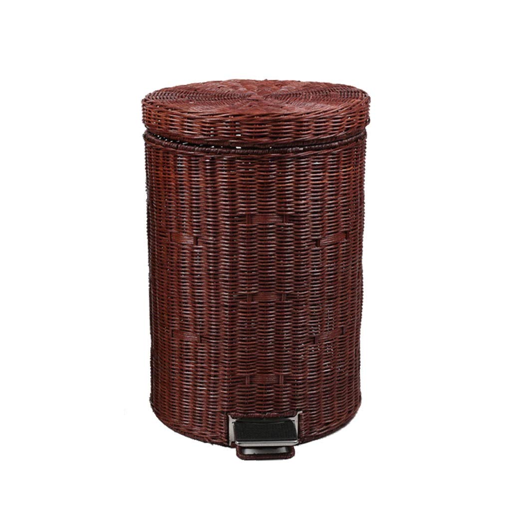 Amazon.com: Nordic Creative Natural Rattan Trash Can Slow Down Silent ...