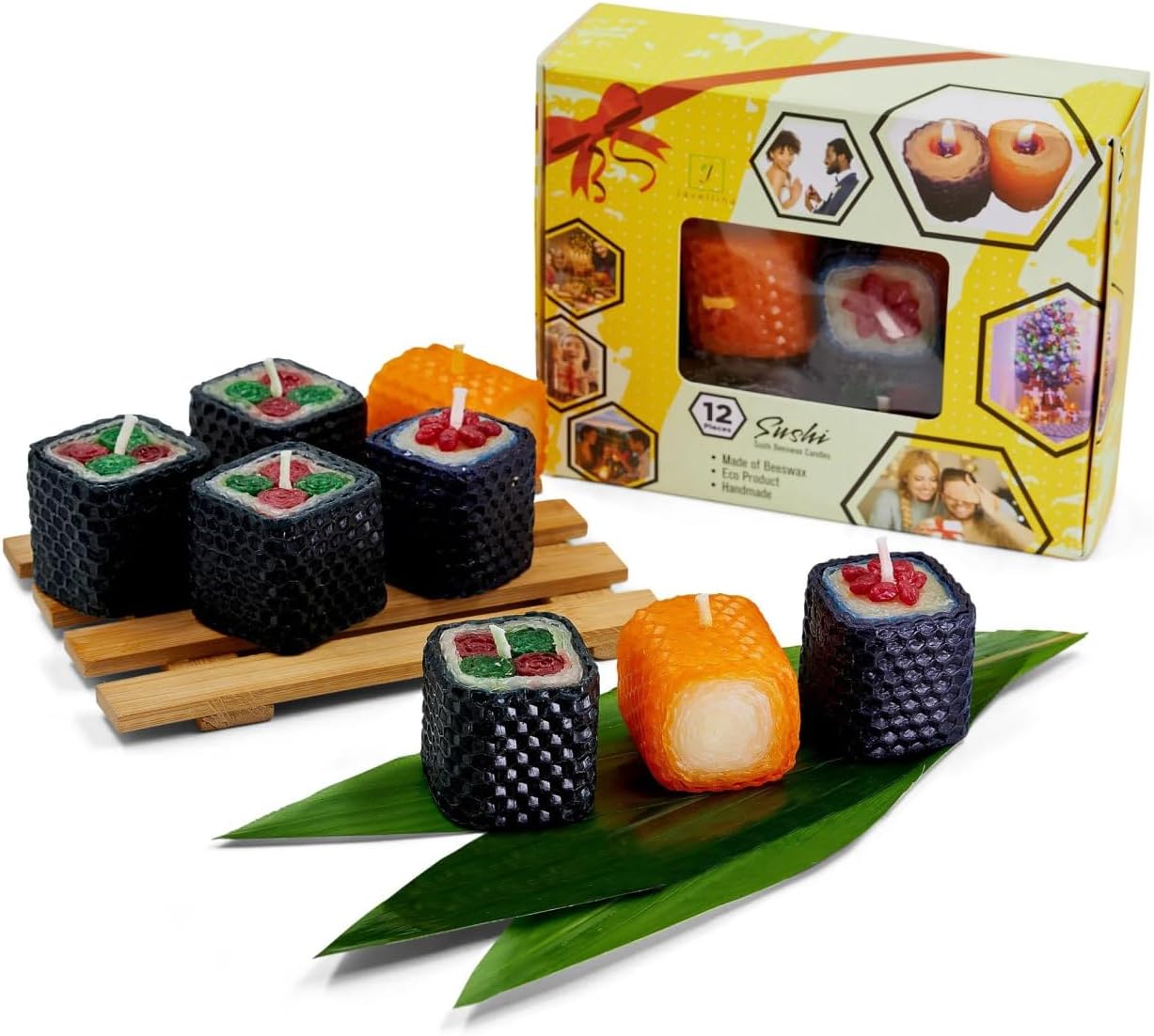 Amazon.com: Fun Birthday Candles Sushi Candle Gift Beeswax Candles Set ...