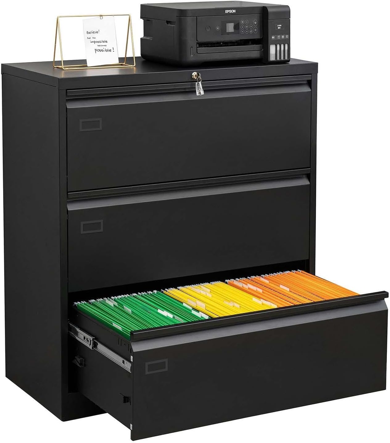 Amazon.com: Large Wide 3 Drawer Lateral File Cabinet for Legal/Letter ...