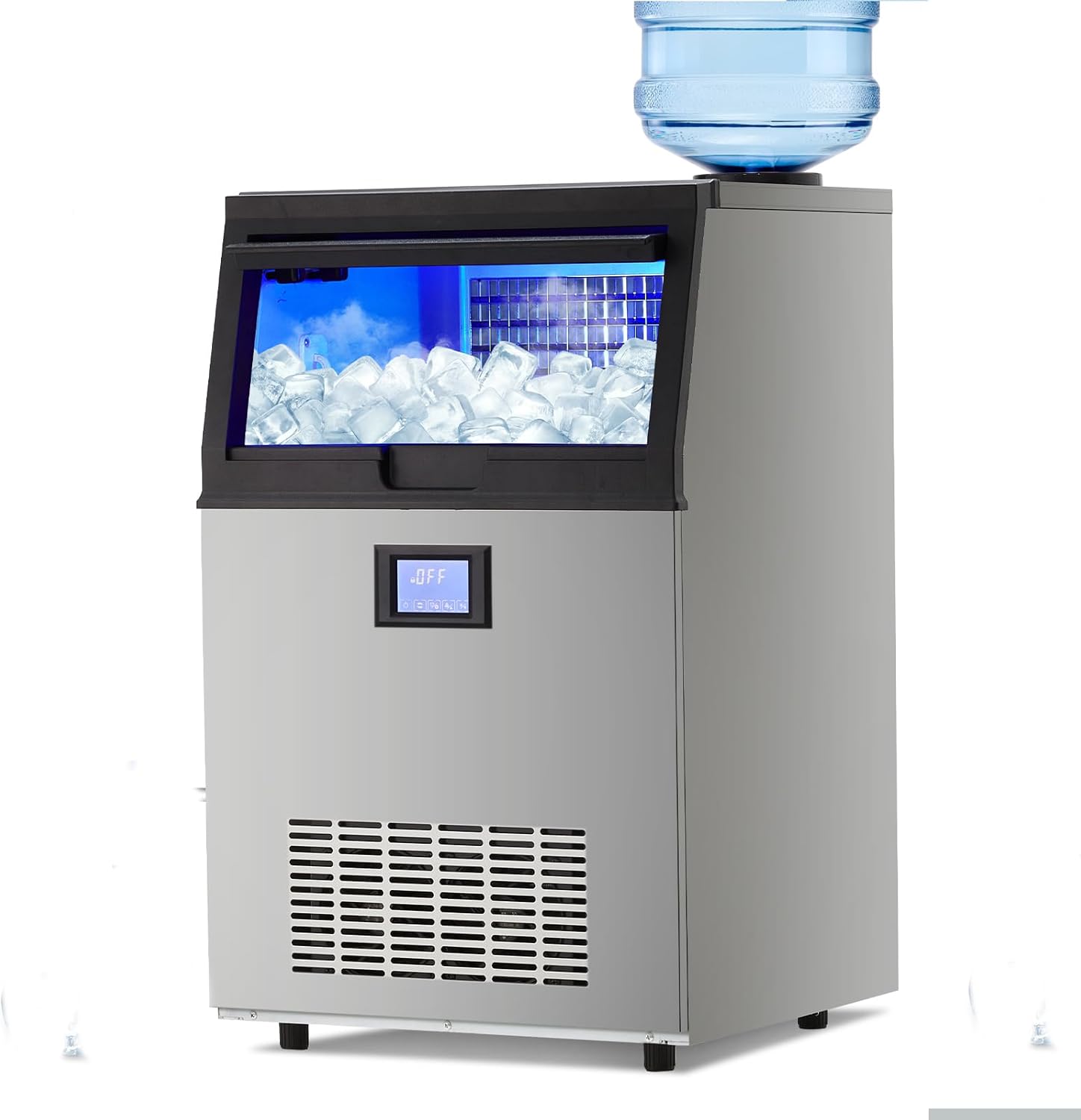 Towallmark Máquina comercial para hacer hielo, máquina de hielo de 100 libras24 horas con 2 ...