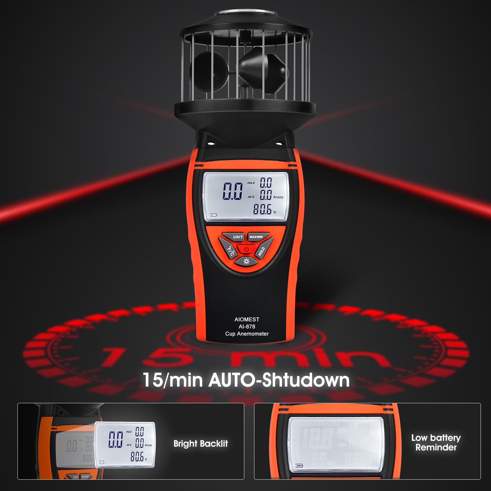 Snapklik.com : AIOMEST Wind Cup Anemometer, Handheld Outdoor Air ...