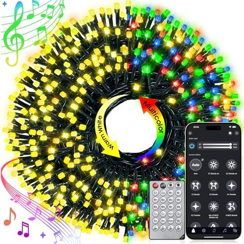 Smart Christmas Tree Lights Indoor Outdoor, 216 ft 660 LED Warm White ...