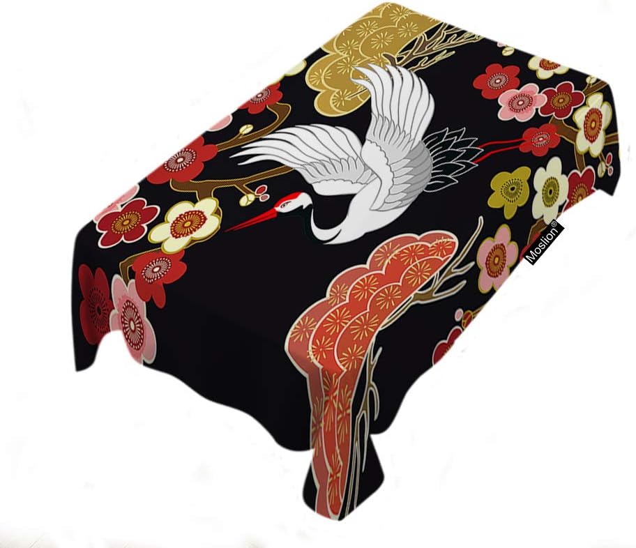 Amazon.com: Moslion Japanese Crane Tablecloth Rectangle Tablecloth ...