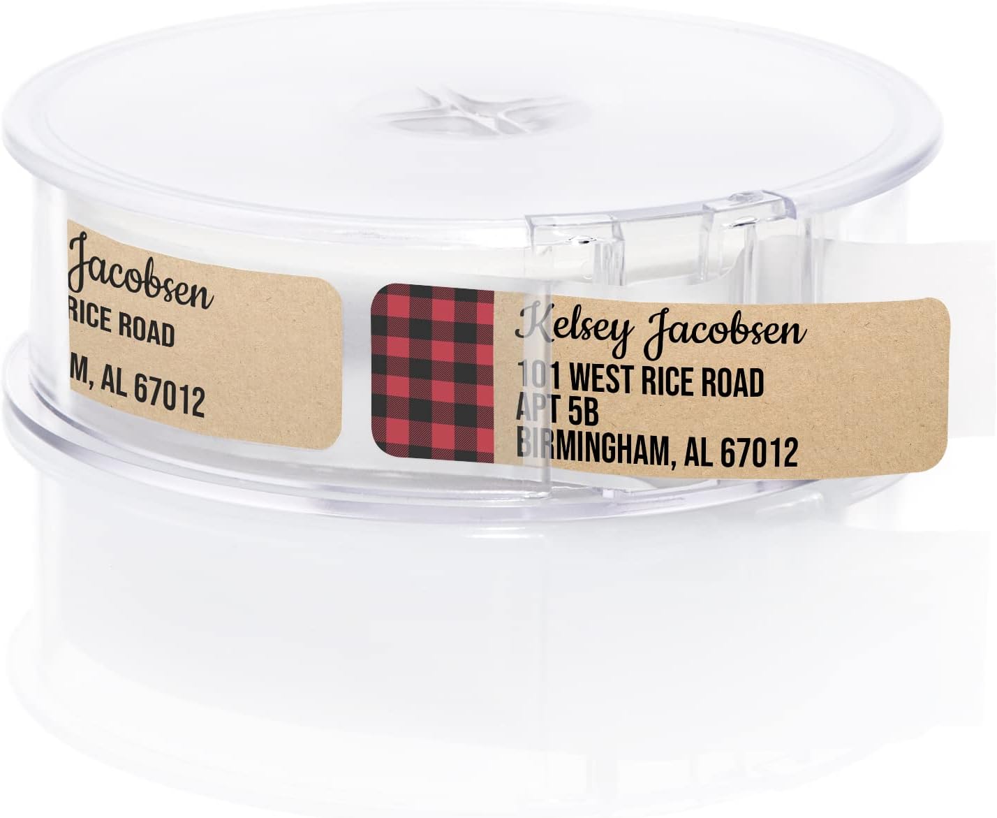 Amazon.com : Buffalo Check Faux Kraft Rolled Address Label/Roll of 250 ...