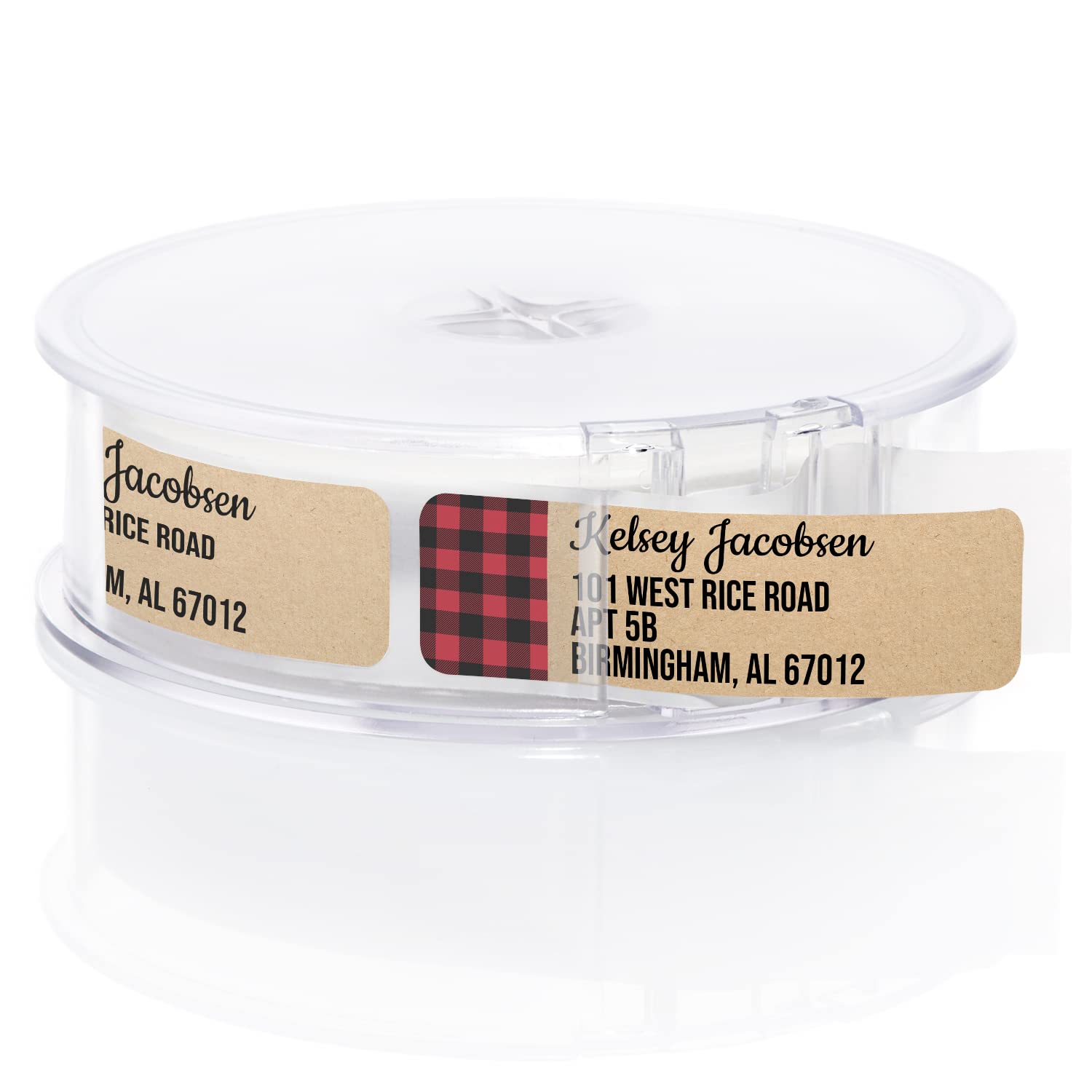 Amazon.com : Buffalo Check Faux Kraft Rolled Address Label/Roll of 250 ...