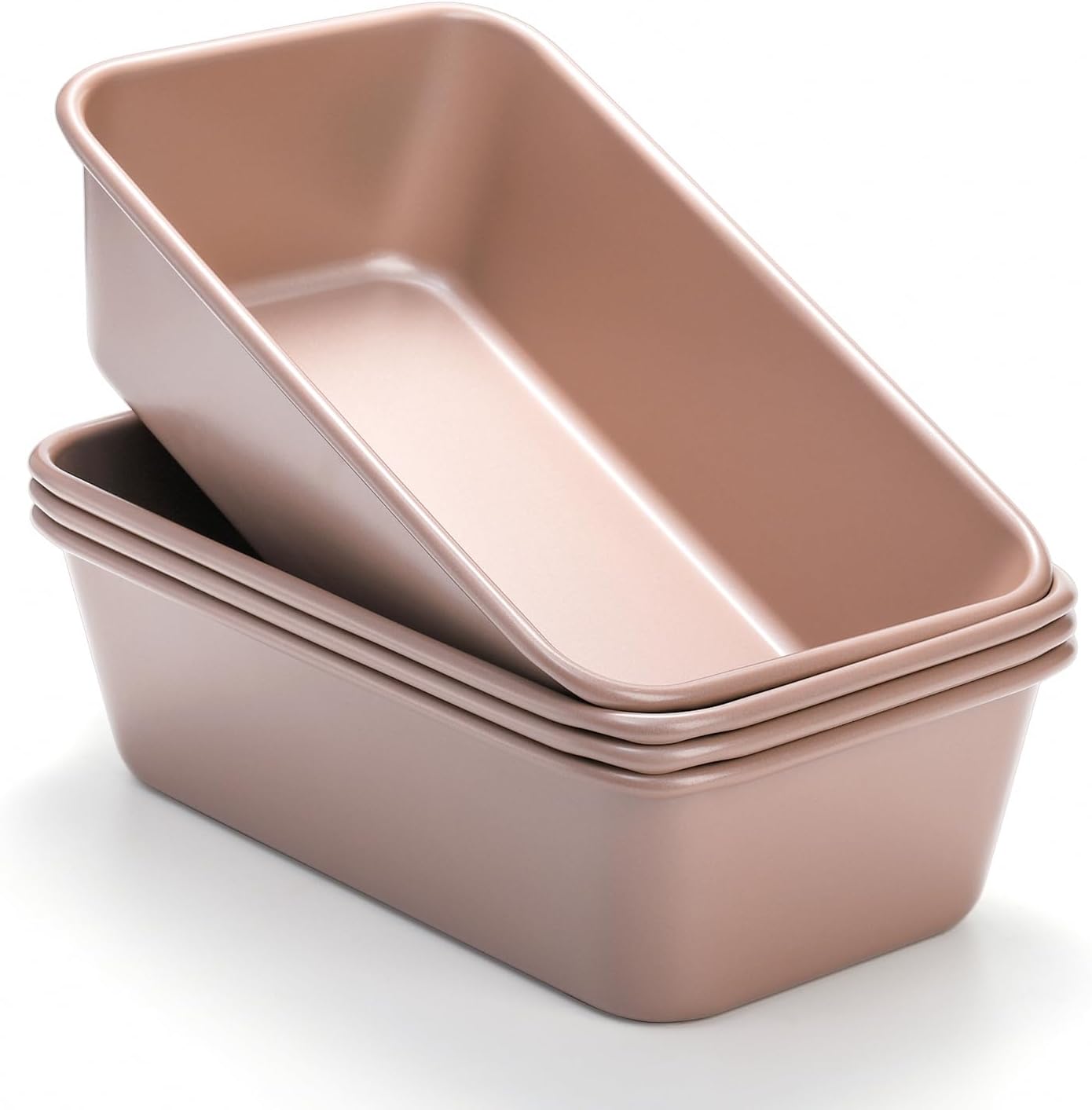Amazon.com: Elsjoy 4 Pack Non-Stick Loaf Pan, 9.5 x 5.5 Inch Champagne ...