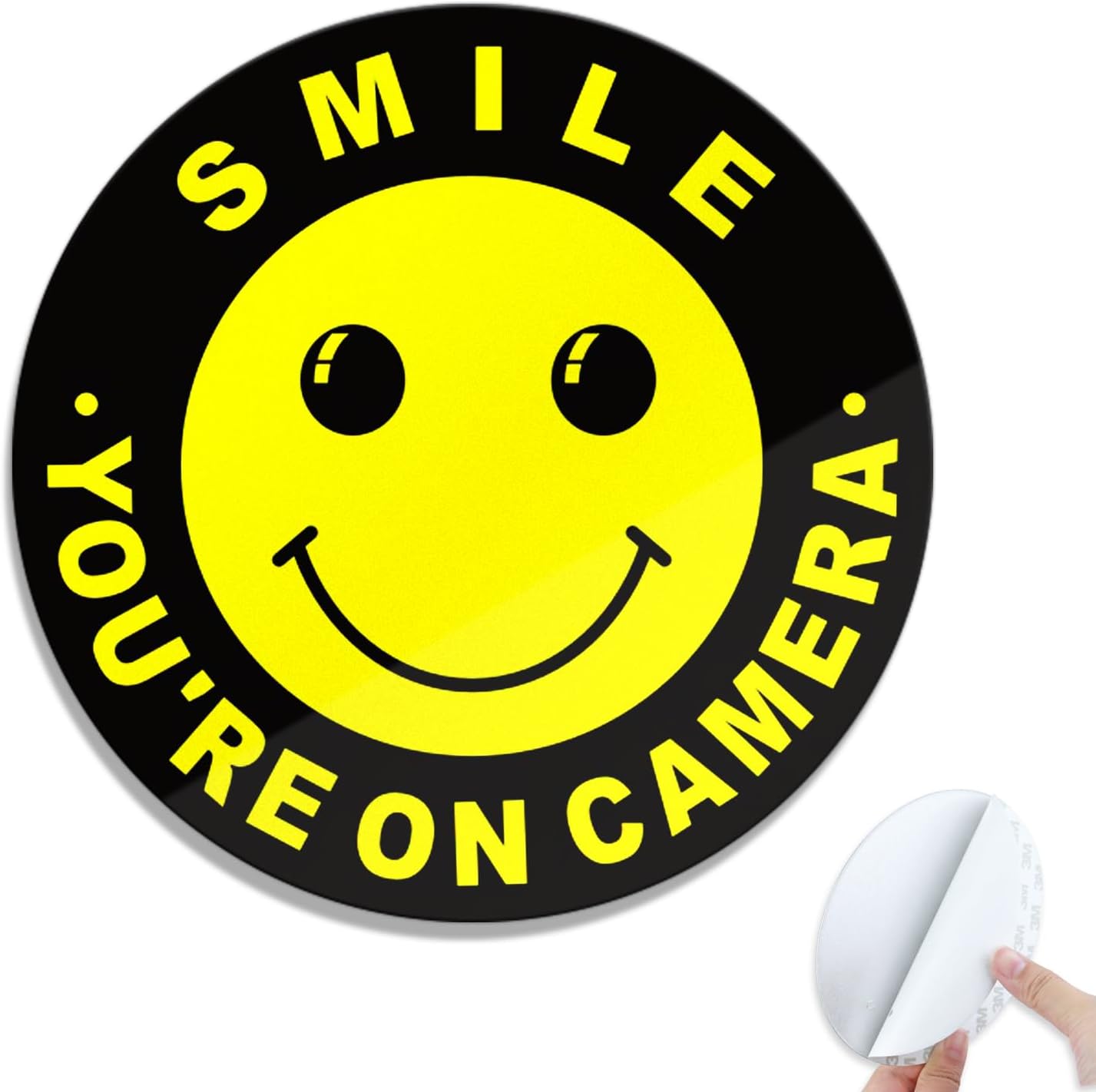 SINMAO Smile Your on Camera Signs Alu with Self-Adhesive Diameter 10cm ...