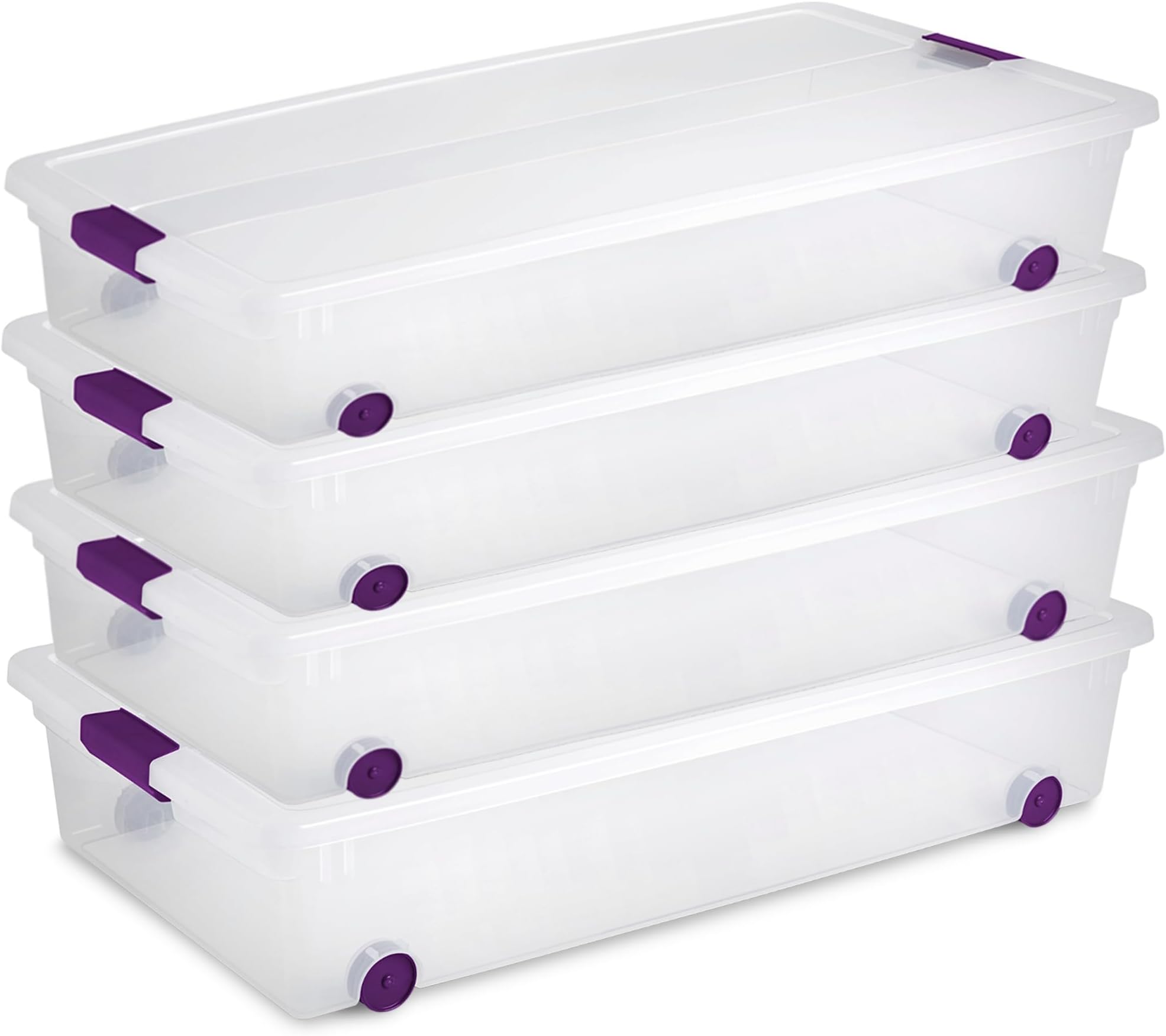 Amazon.com: Eagrye 3-Pack Plastic Underbed Storage Bin, Clear Under Bed ...