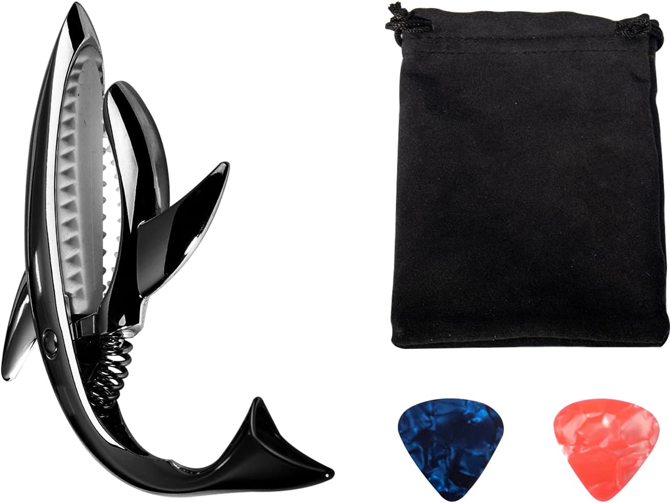 Amazon.com: Deevoka Shark Guitar Capo Spring Capo with Velvet Pouch ...