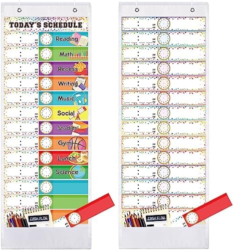 Amazon.com: PerKoop 2 Sets Today's Schedule Pocket Chart Confetti Class ...