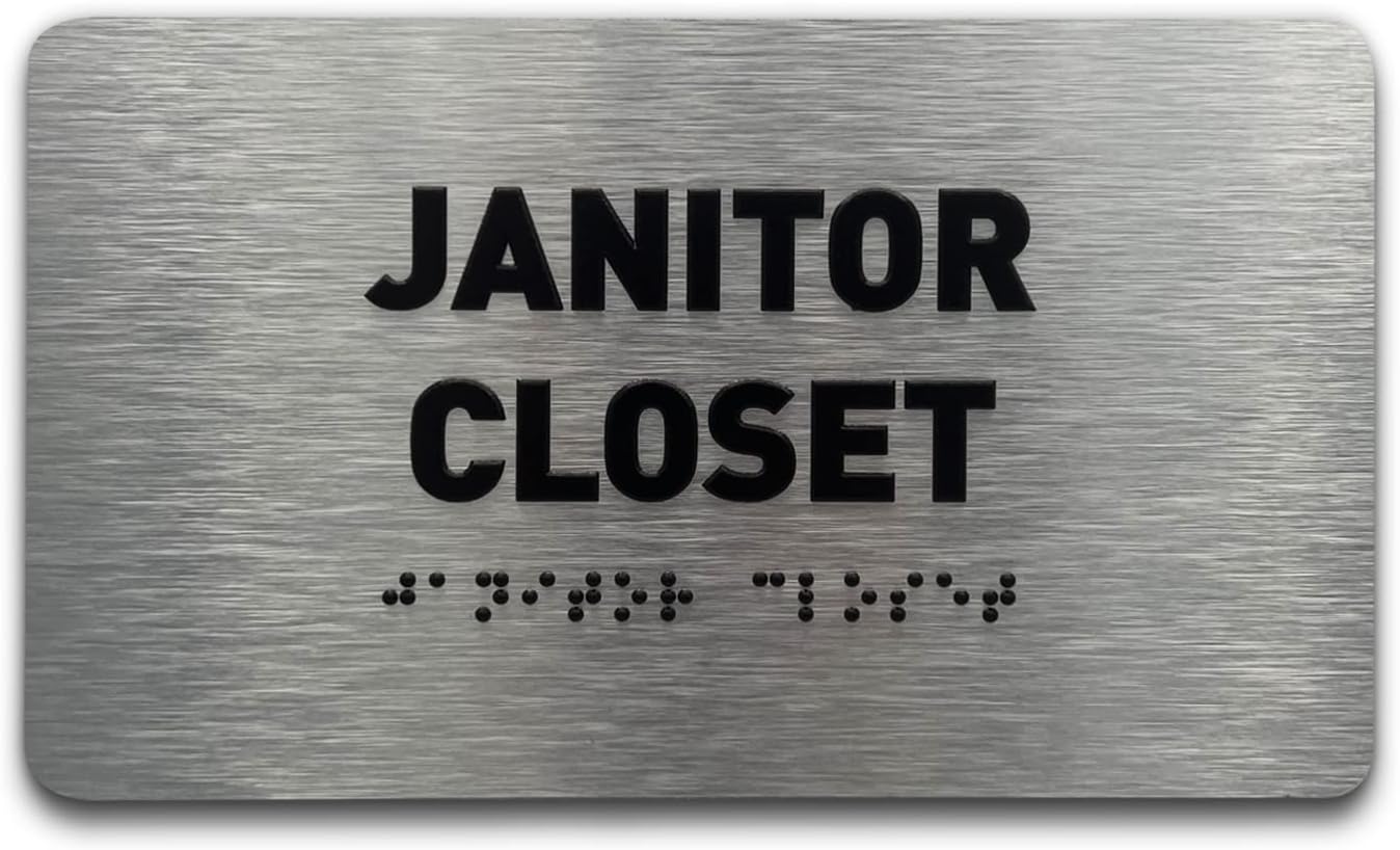 Amazon.com: Janitor Closet Sign by GDS - ADA Compliant, Raised Icons ...