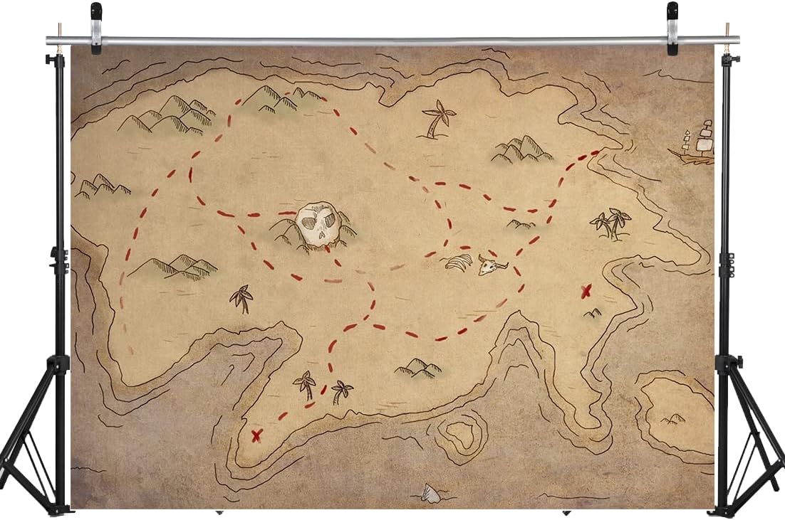 Amazon.com : YYTDY 7x5FT Map Backdrop Treasure Map Backdrop Backdrop of ...