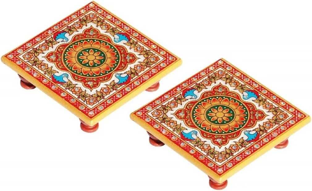 Amazon.com: Pooja Chowki for God Sitting, Puja Aasan, Chaurang, Puja ...