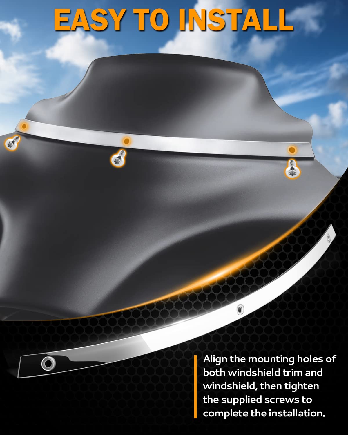 Snapklik.com : Batwing Windshield Trim, Polished Stainless Windshield ...