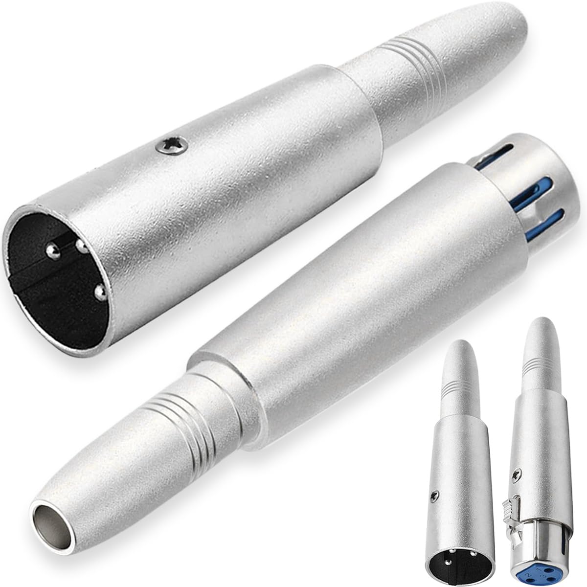 Xiatiaosann XLR 3 Pin Male to 1/4" 6.35mm Female Adapter Socket Audio ...