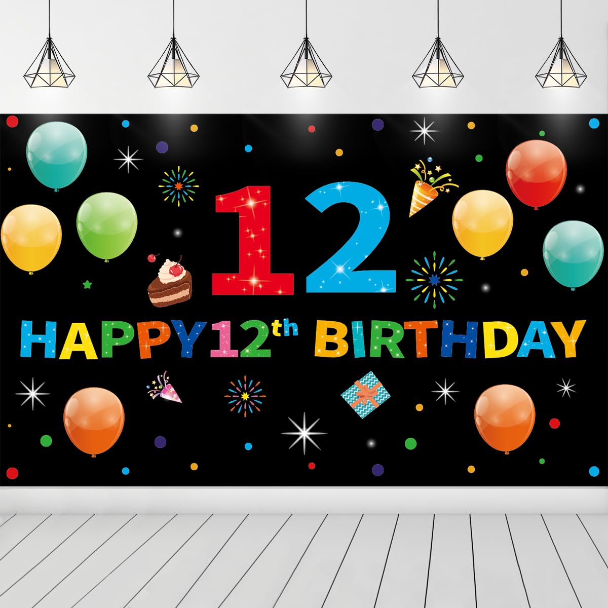 Amazon.com: Happy 12th Birthday Decorations Backdrop Banner Girl Boy ...