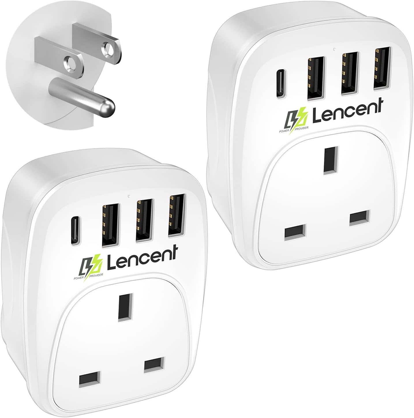 UK to US Plug Adapter 2 Pack, AODENG USA Travel Adapter with 2 Shaver ...