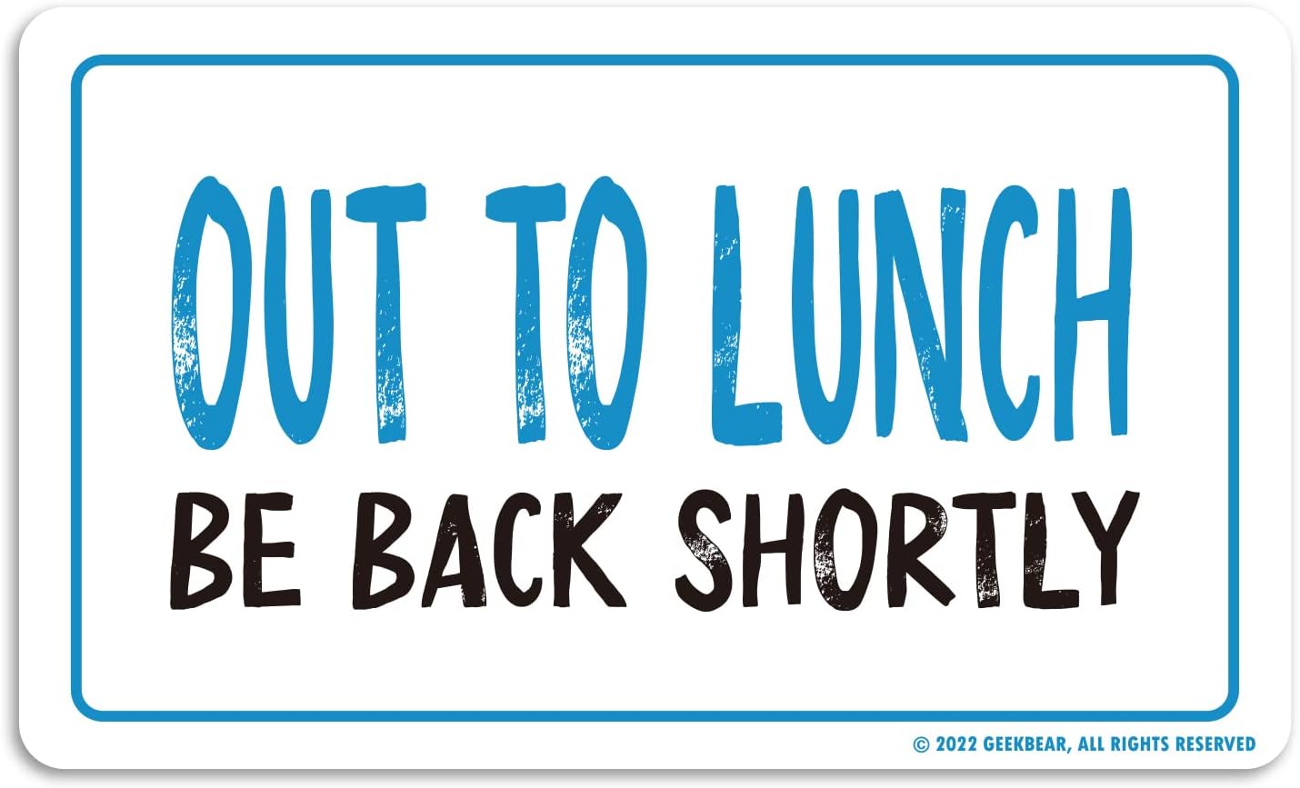 Amazon.com: Lunch Break Hanging Sign - Be Back Soon Notice (White Wood ...