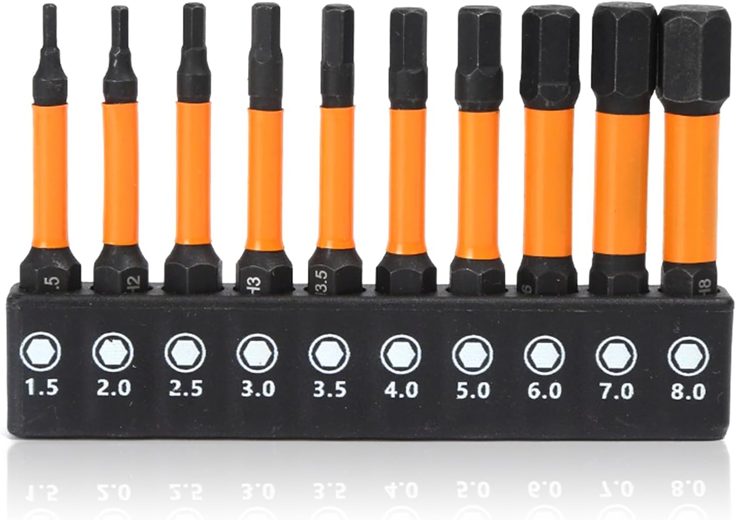 9 Stück Sechskant Bit Set, H1.5 H2 H2.5 H3 H4 H5 H6 H8 H10 Hex Sechskant Schraubendreher Bits ...
