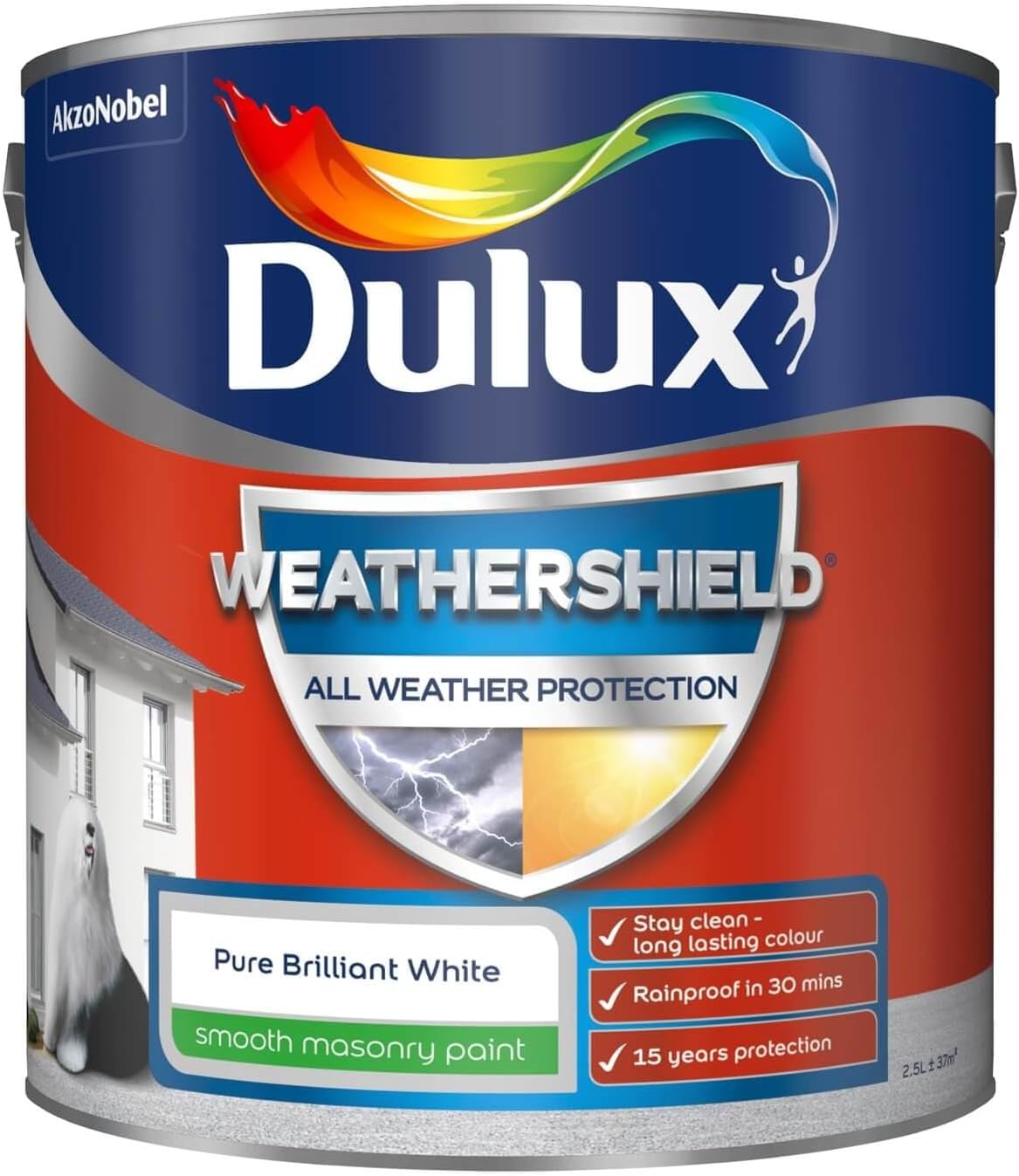 Dulux Weathershield Smooth White Masonry,Acrylic Paint 7.5L : Amazon.co ...