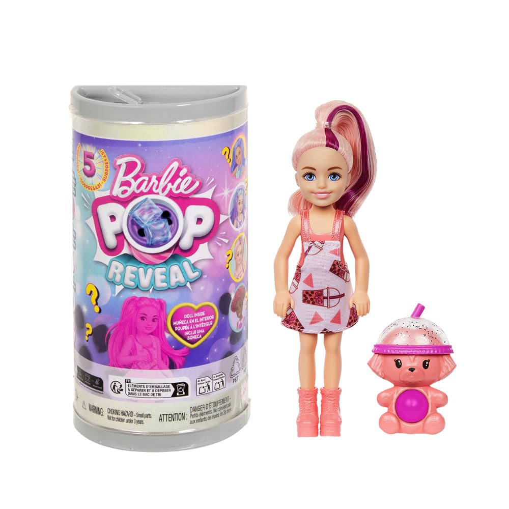 Barbie, Pop Reveal Muñeca Chelsea Boba Tea Sorpresa, para niñas de 3 ...