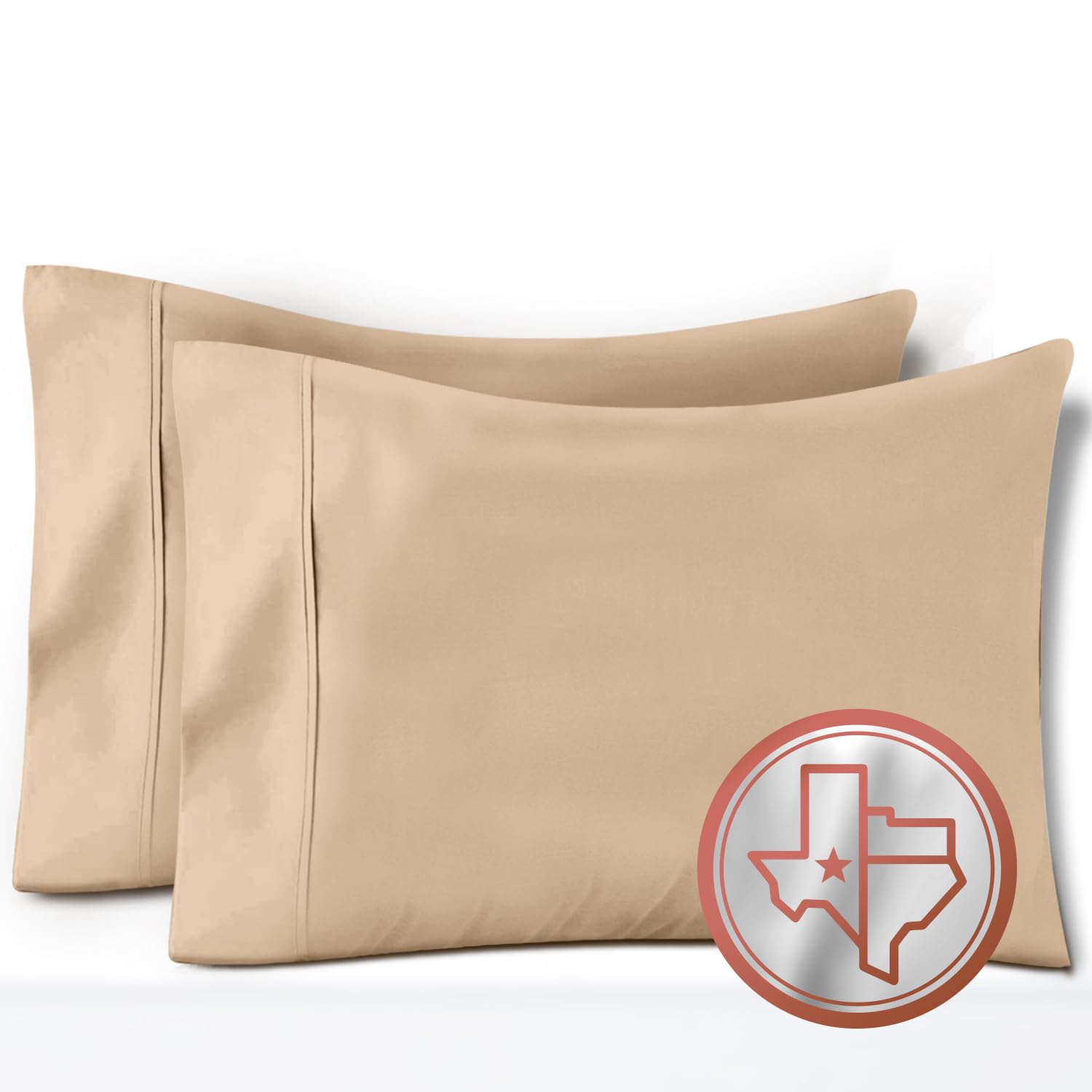 Amazon.com: TEXAS LINEN CO. 100% Egyptian Cotton Pillow Cases Set of 2, 600 Thread Count Taupe ...
