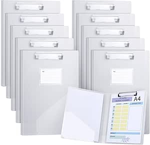 Amazon.com : URbantin Clipboard Folder A4,10 Pcs Foldable Plastic Clipboards with Clip and ...