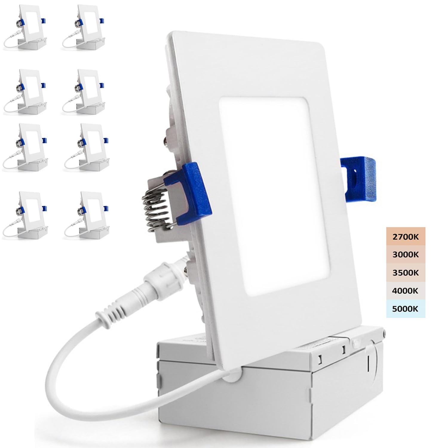 4 Inch Square Led Recessed Ceiling Light with Junction Box,Dimmable ...