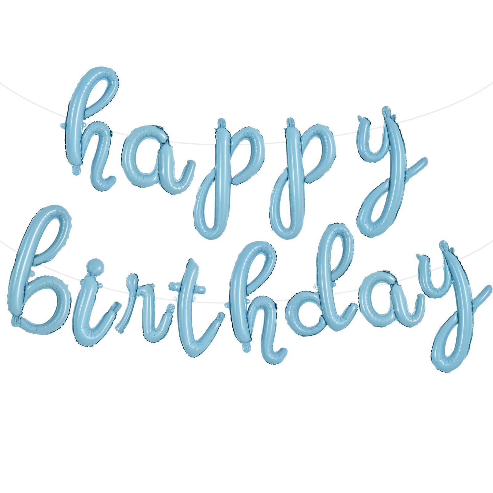Amazon.com: TONIFUL Light Blue Happy Birthday Balloons Banner,Cursive ...
