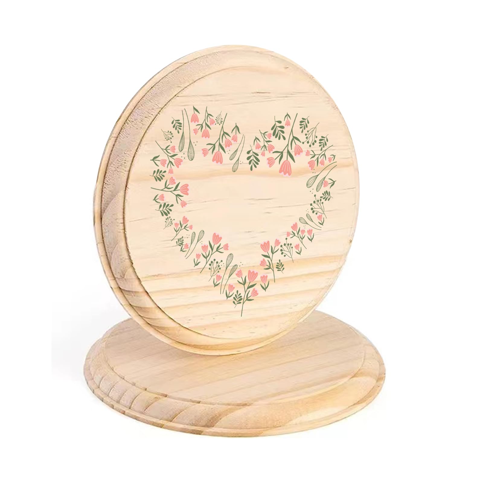 JQUAL 2Pcs 5 Inch Round Wooden Plaque Natural Pine Wood Base Unfinished ...