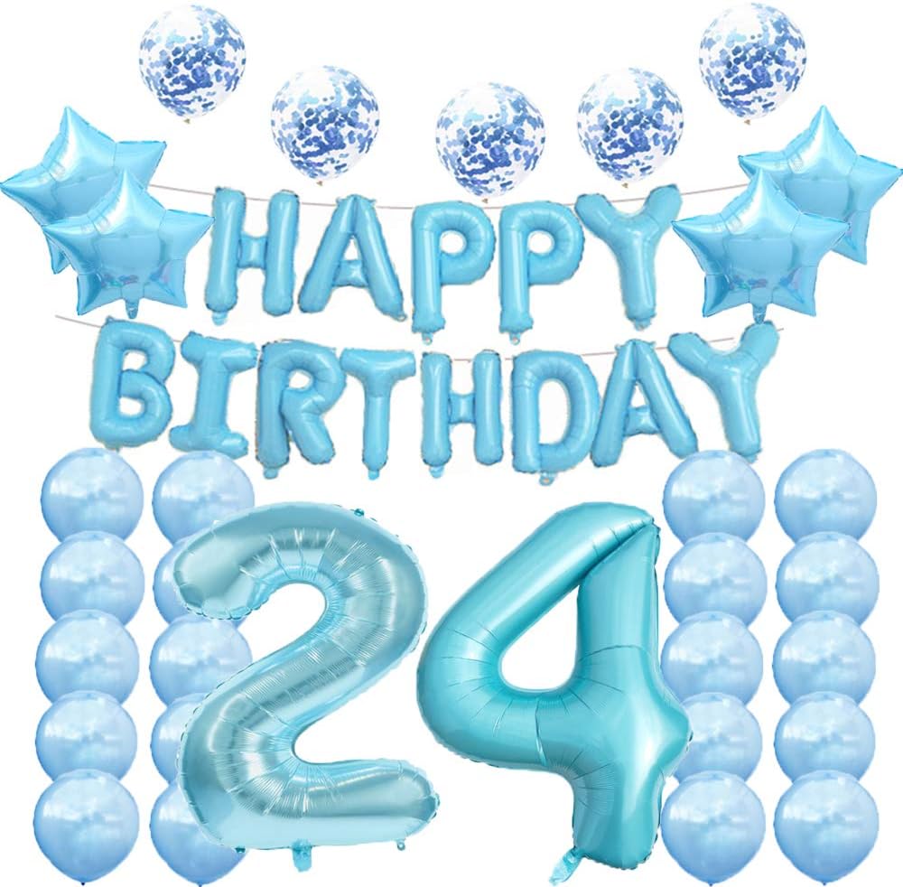 24th Birthday Decorations Party Supplies,24th Birthday Balloons Blue ...