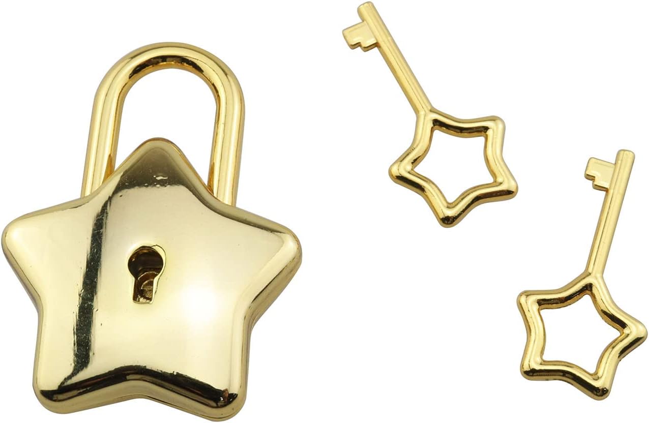 TAODAN Star Shape Padlock Vintage Style Gold Mini Archaize Brass Five ...