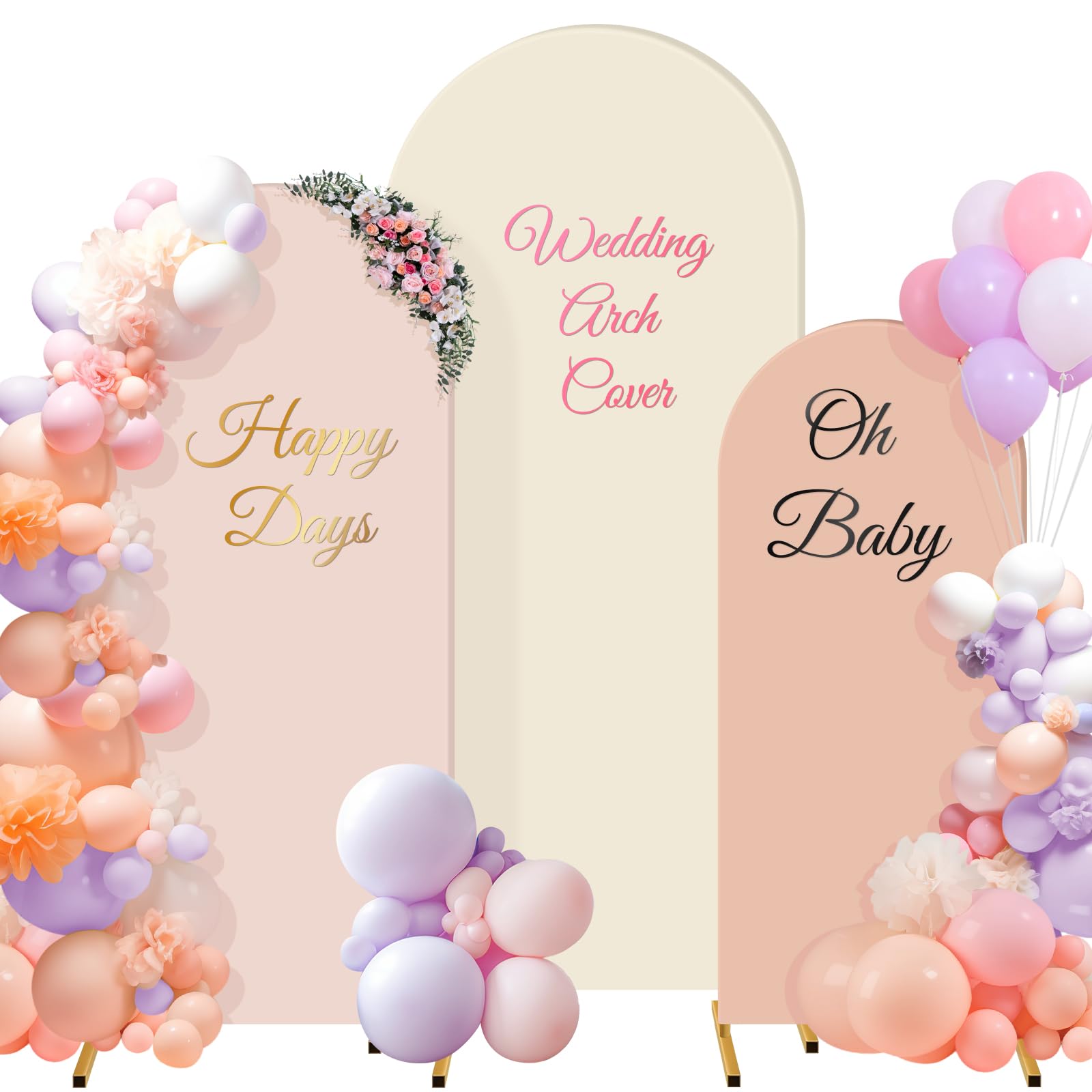 Buryeah Set of 3 Spandex Fitted Arch Backdrop Cover 2 Sided Wedding ...